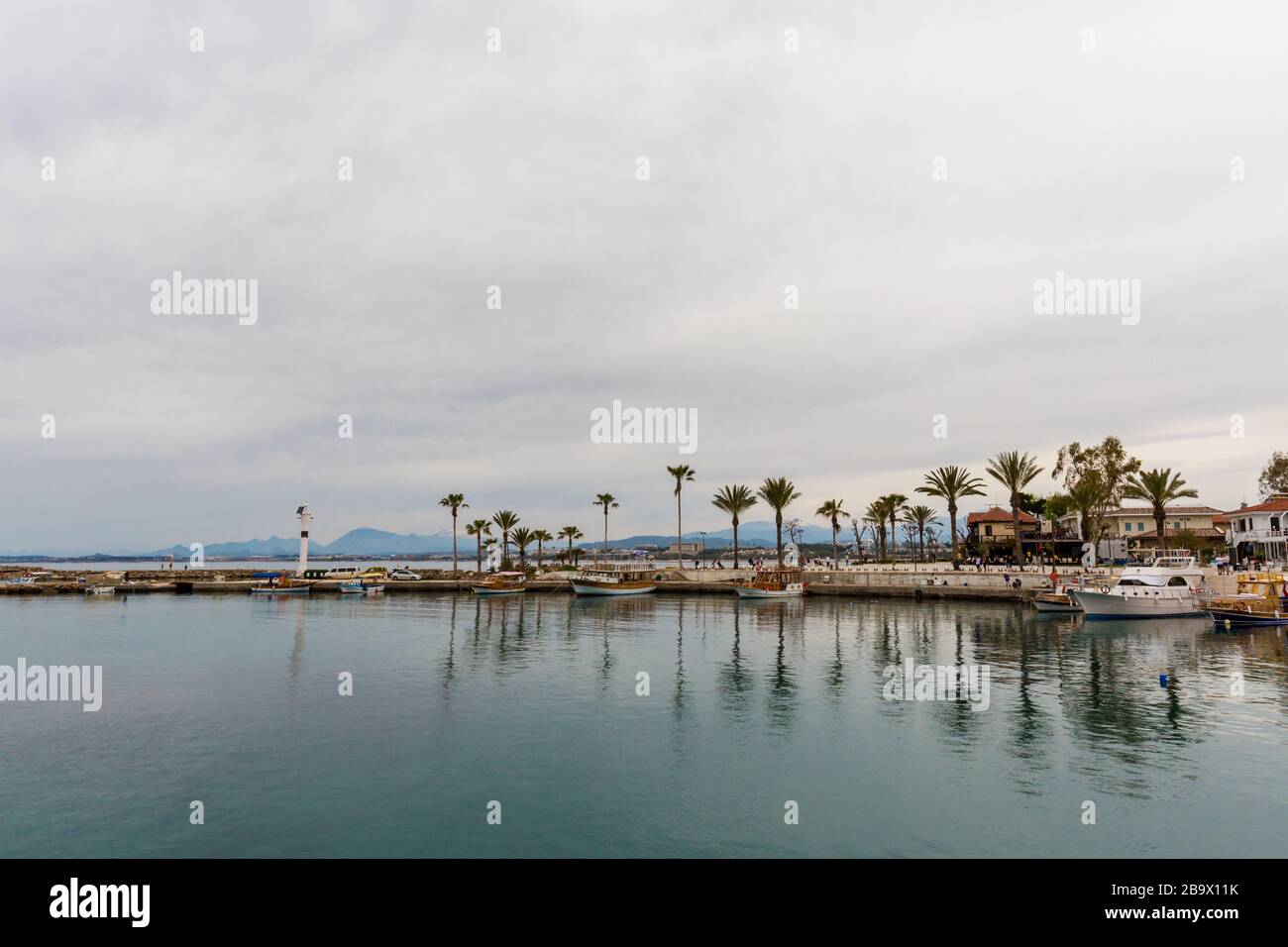 Beautiful ancient harbour architecture of Side city in Turkey, Antalya ...