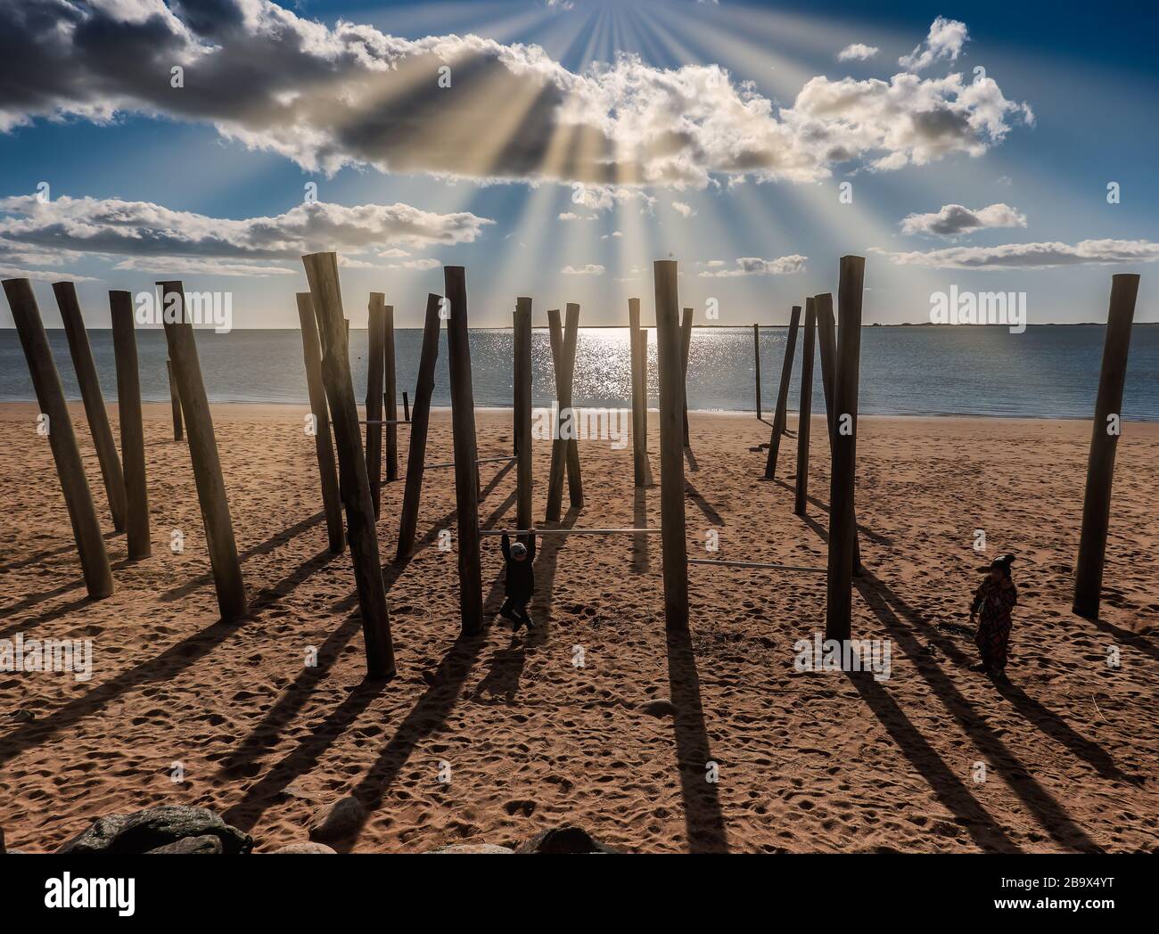 Hjerting Beach in Esbjerg at a sunny spring day, Denmark Stock Photo ...