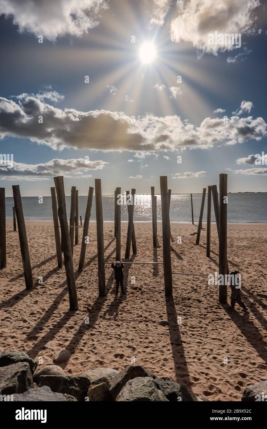 Hjerting Beach in Esbjerg at a sunny spring day, Denmark Stock Photo ...