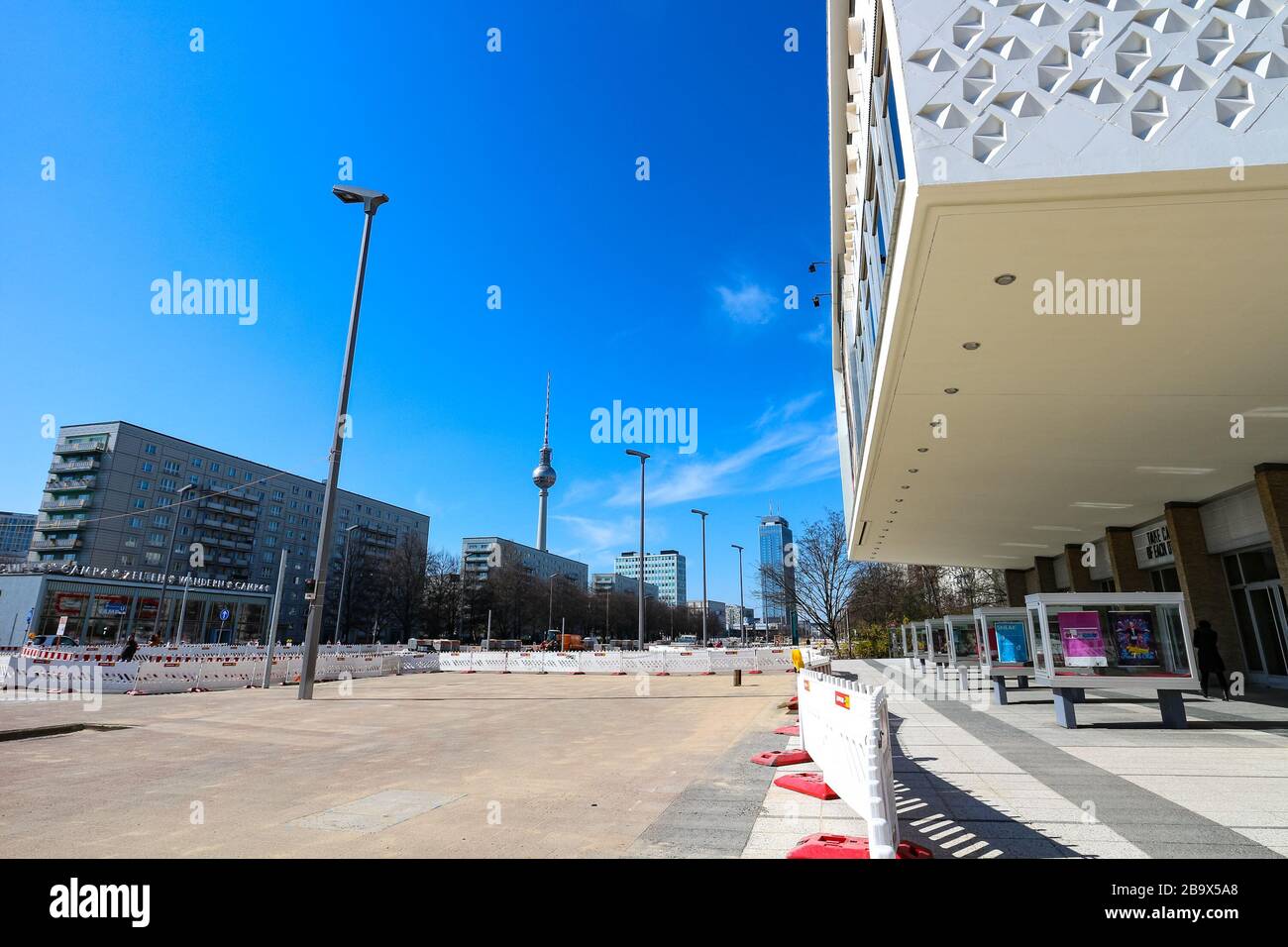 Construction site at a typical eastern german parade street in the ...
