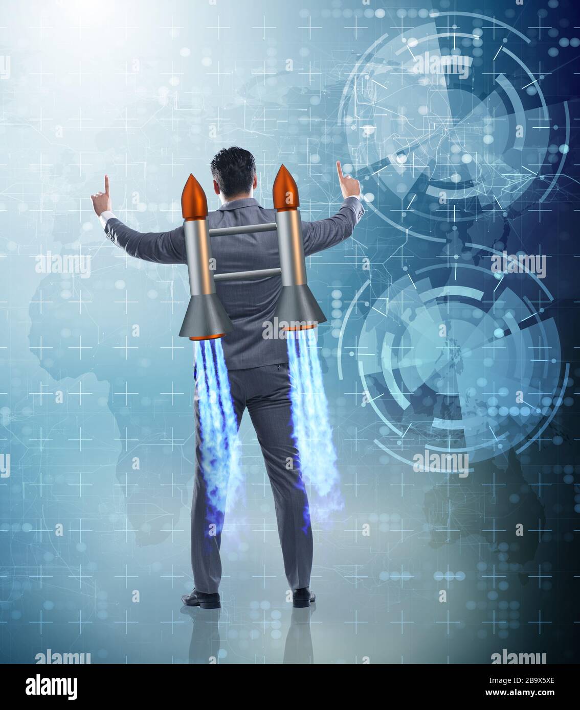 The man with jet pack in business concept Stock Photo - Alamy