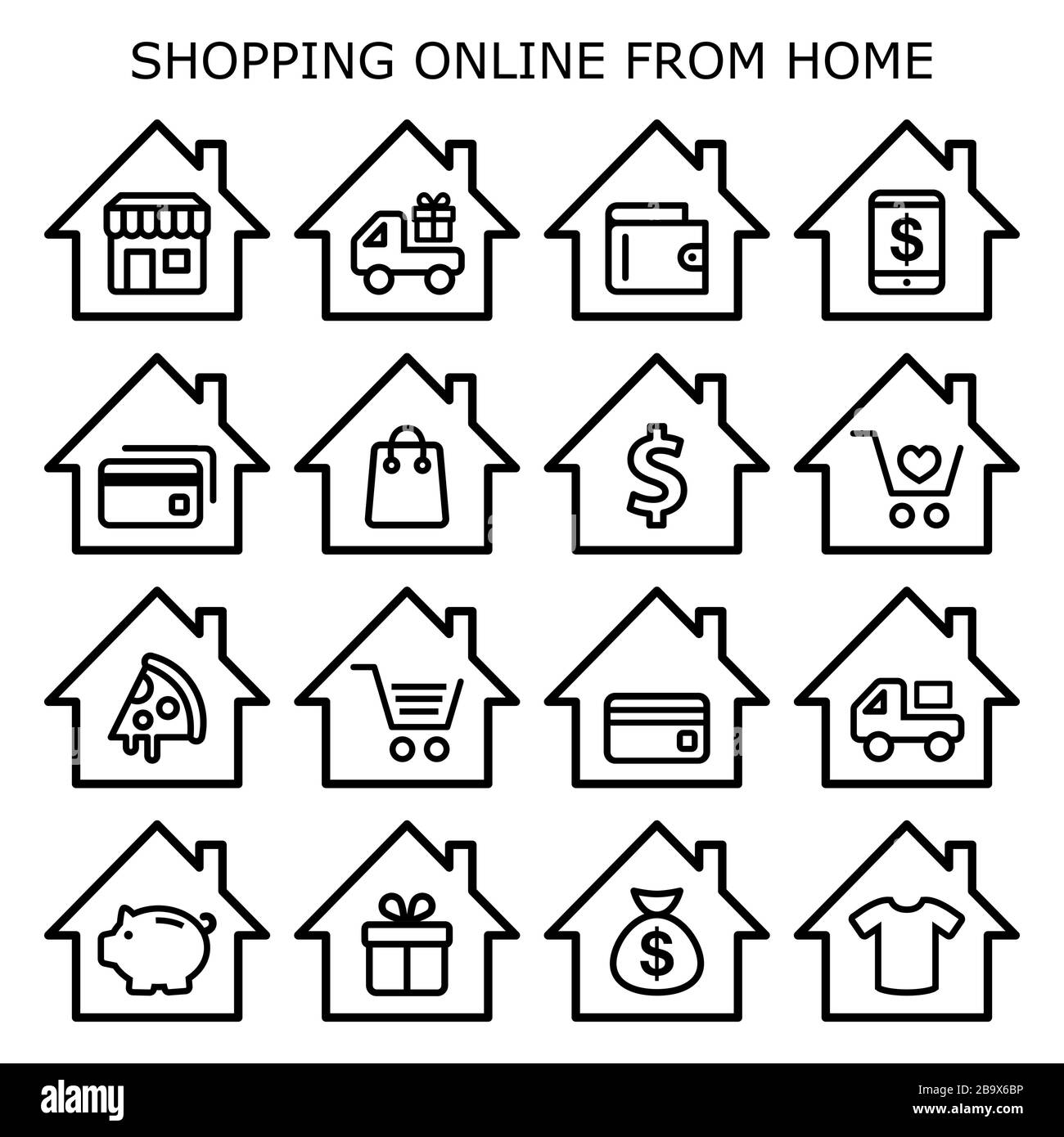 Vector people shopping online Black and White Stock Photos & Images - Alamy