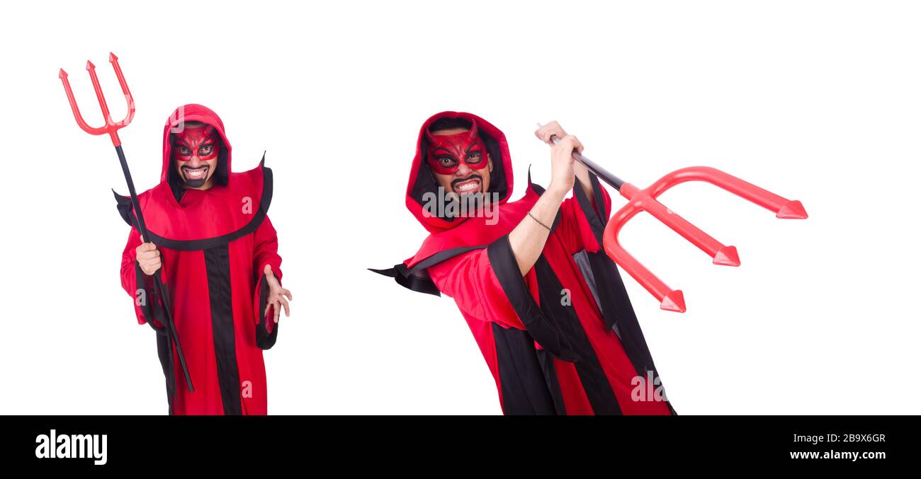 The man devil in red costume Stock Photo - Alamy