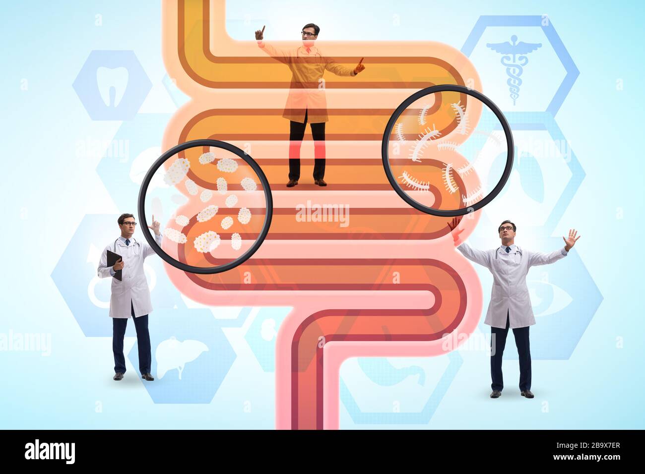 Doctors treating intestines illness - illustration Stock Photo - Alamy
