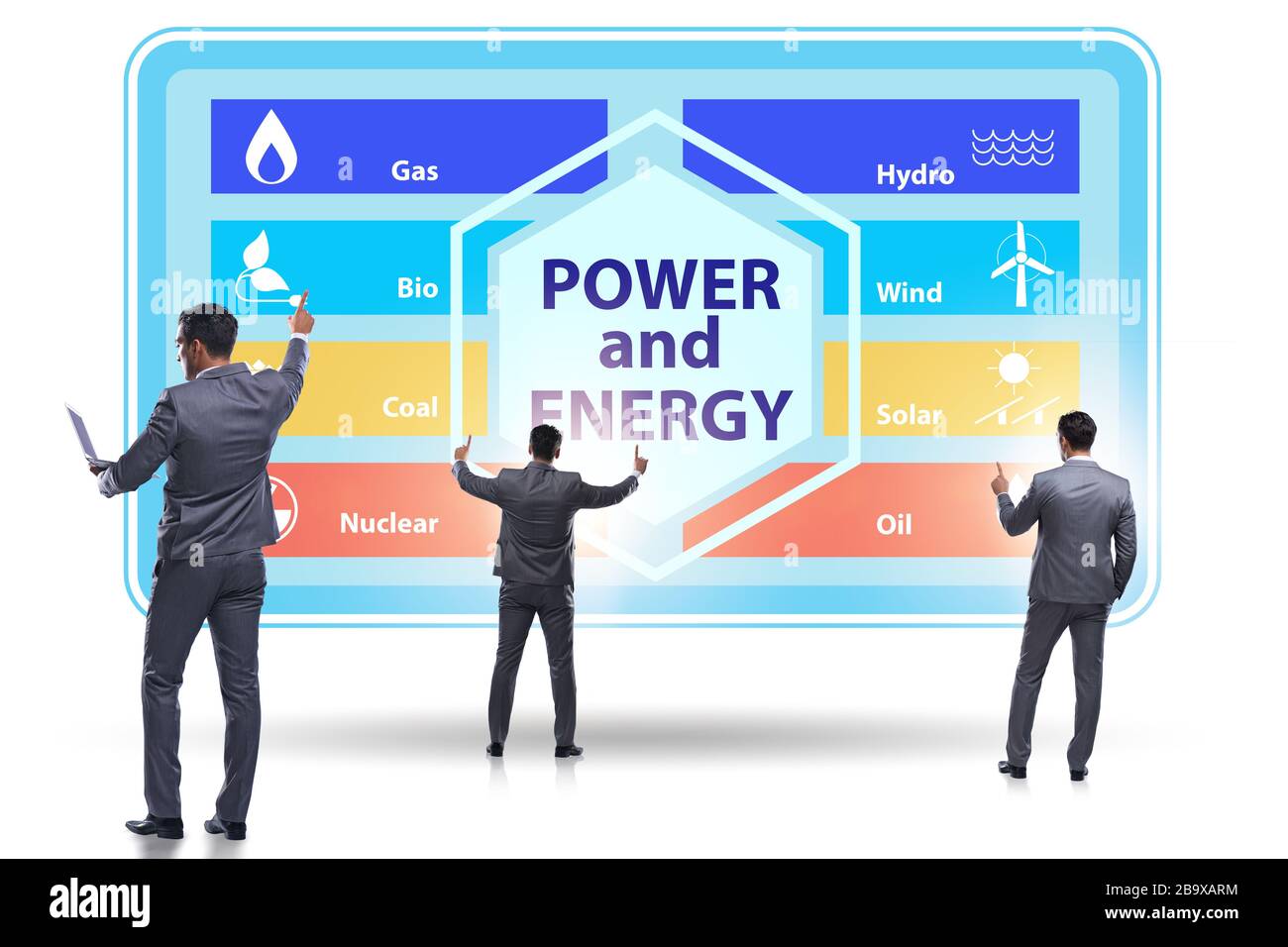 The energy mix concept with businessman Stock Photo - Alamy