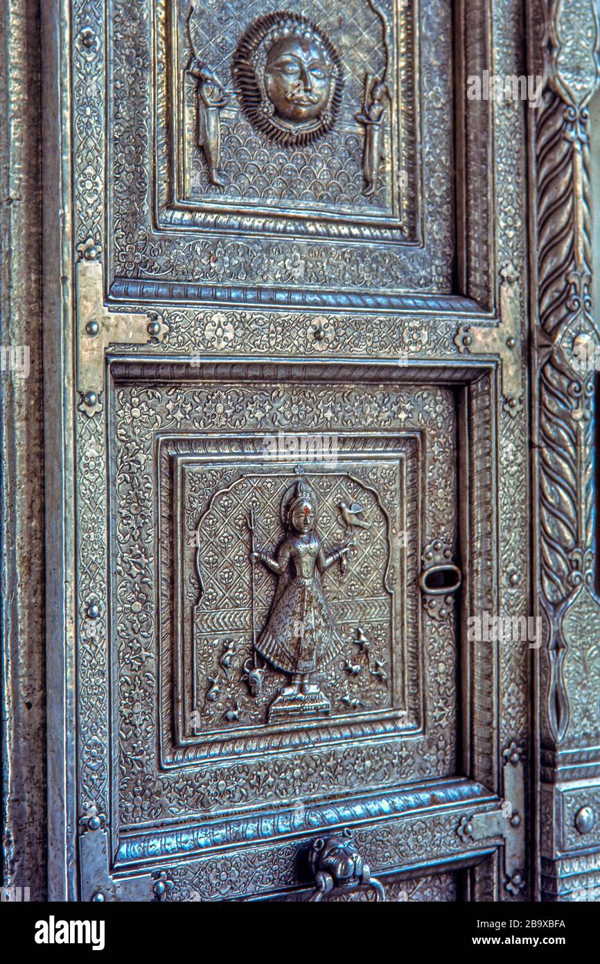 25 Mar 2020 God and Goddess embossed on silver door of Karni Mata Rat ...