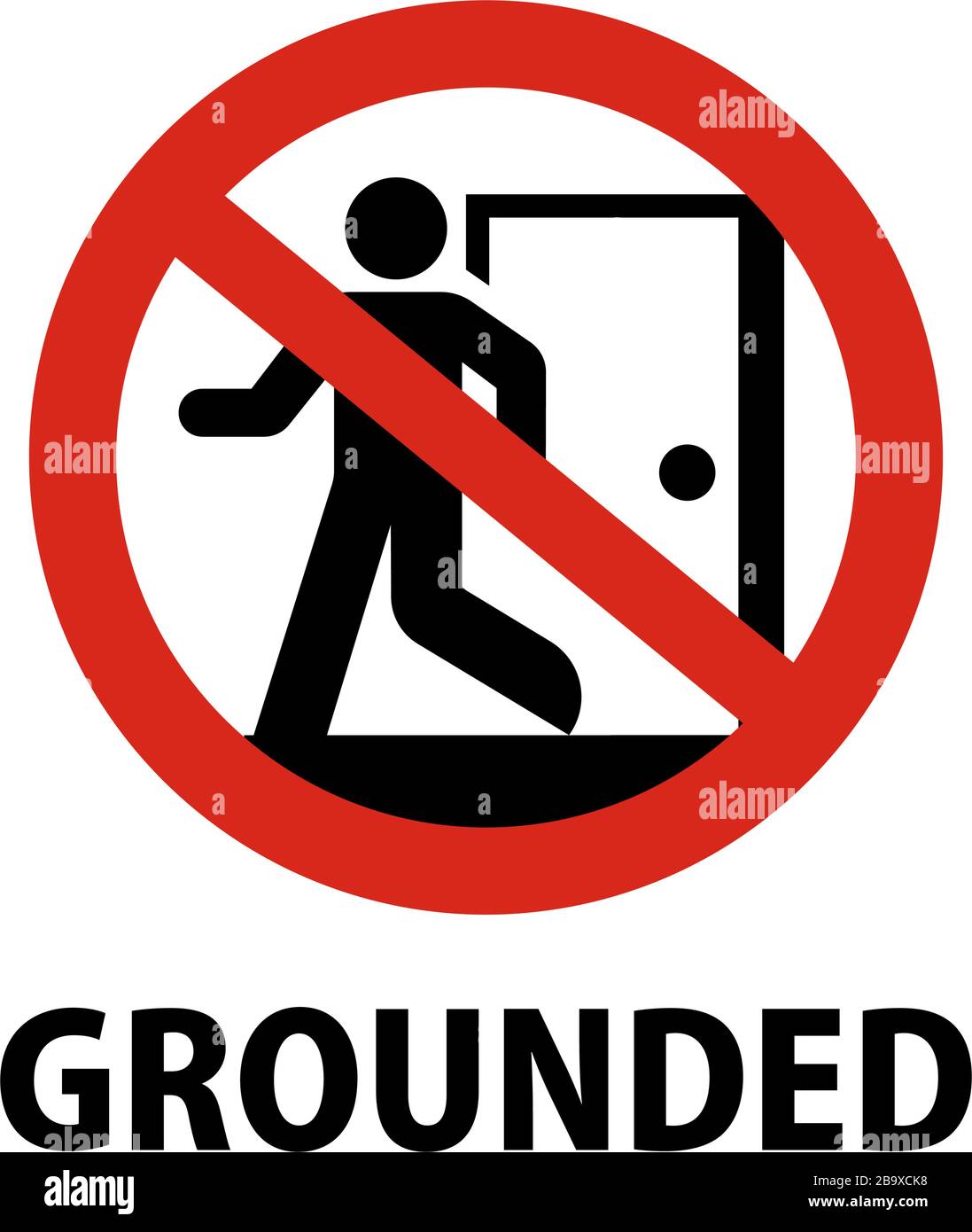 Prohibition icon illustration / No going out, grounded (lockdown ...