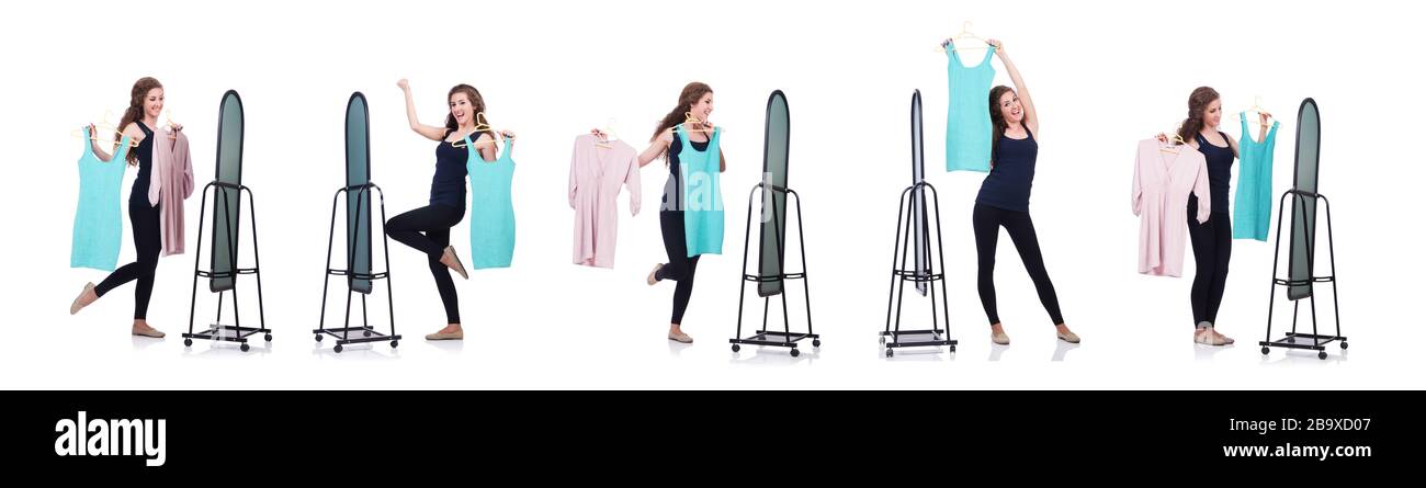 Female friends trying new clothes hi-res stock photography and images ...