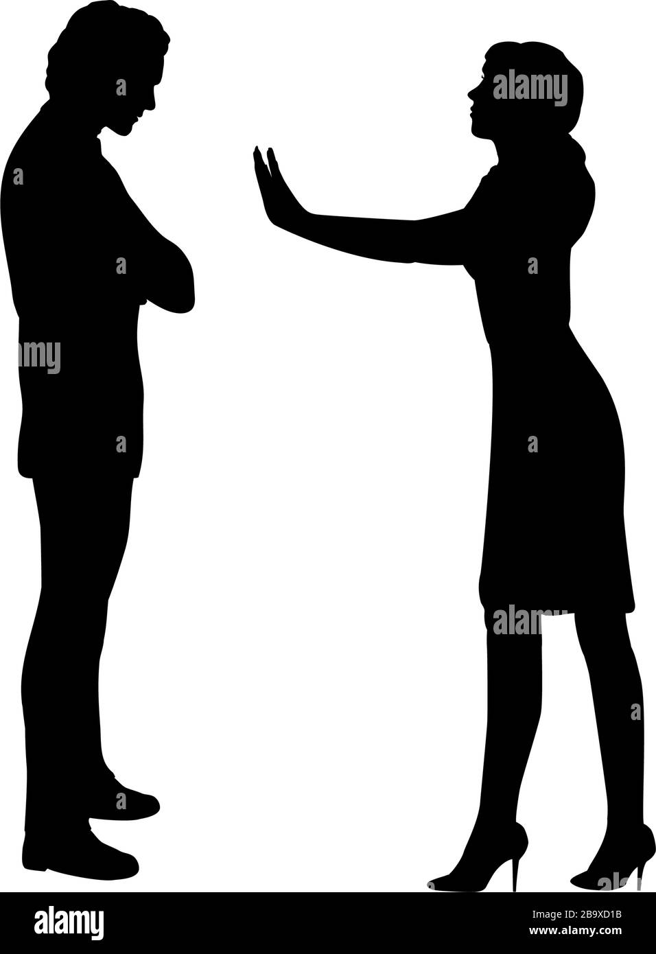 Silhouette of woman stop man Stock Vector Image & Art - Alamy