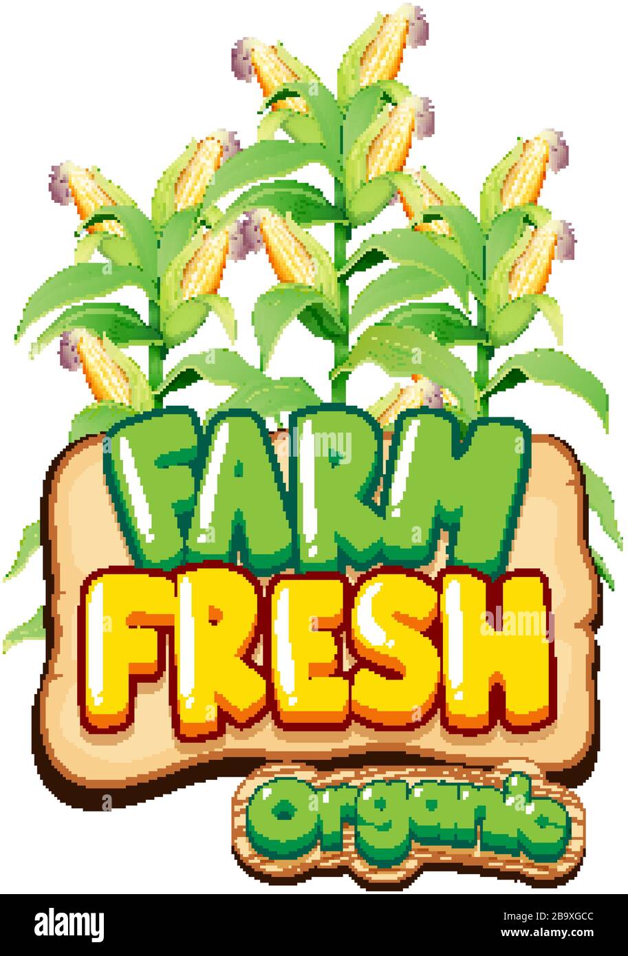 Font design for word fresh farm with fresh corns illustration Stock ...