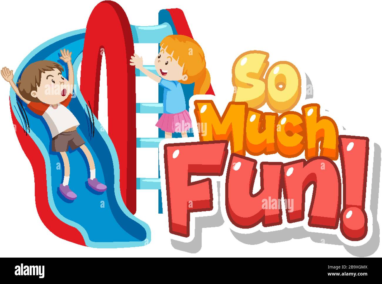 Font design for phrase so much fun with kids playing illustration Stock ...