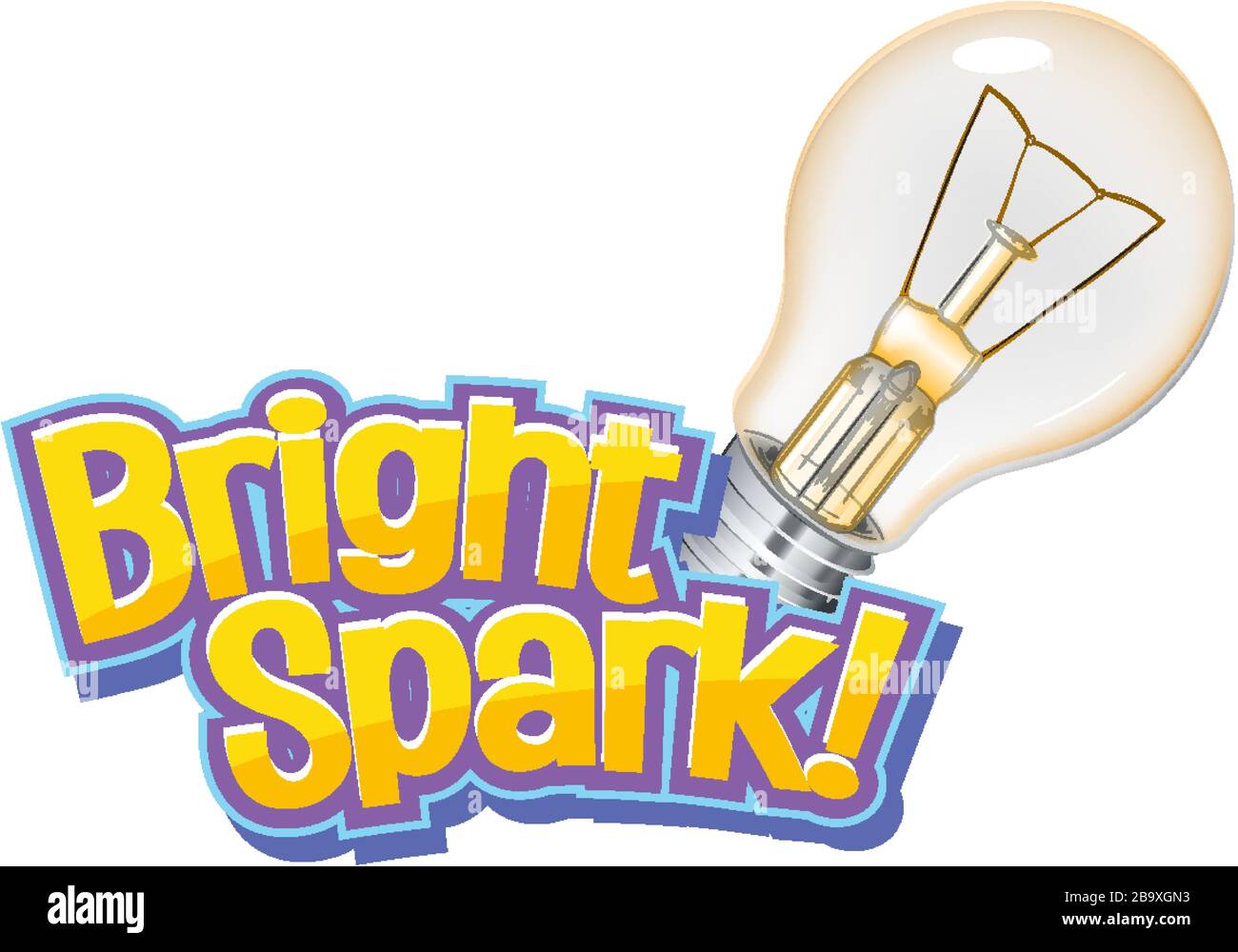 Font design for word bright spark with lightbulb illustration Stock ...