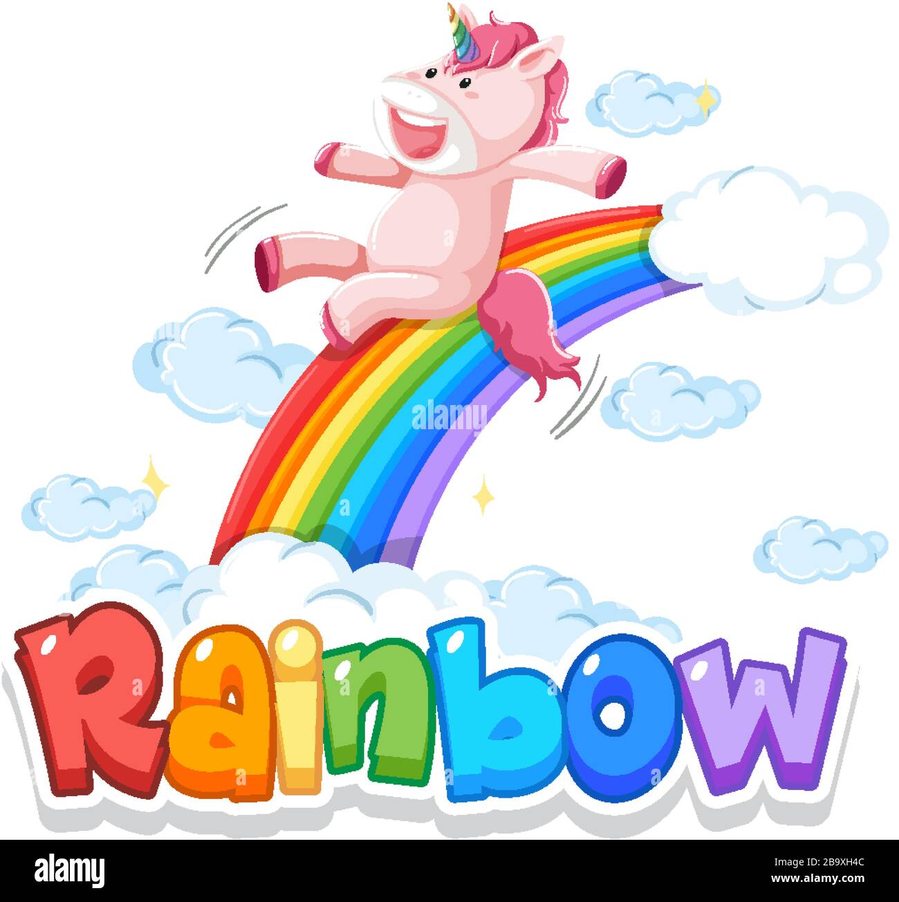 Font design for word rainbow with rainbow in the sky background ...