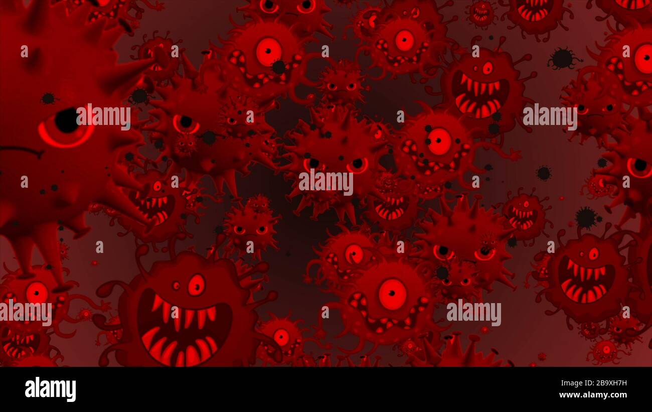 Coronavirus evli emoji smiles characters bacteriums animation ...