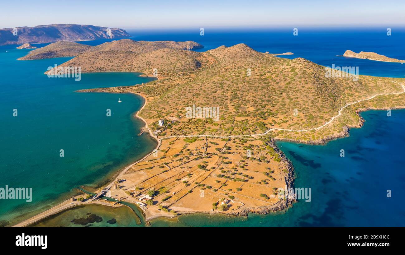 Aerial view of Elounda, Crete island, Greece Stock Photo - Alamy