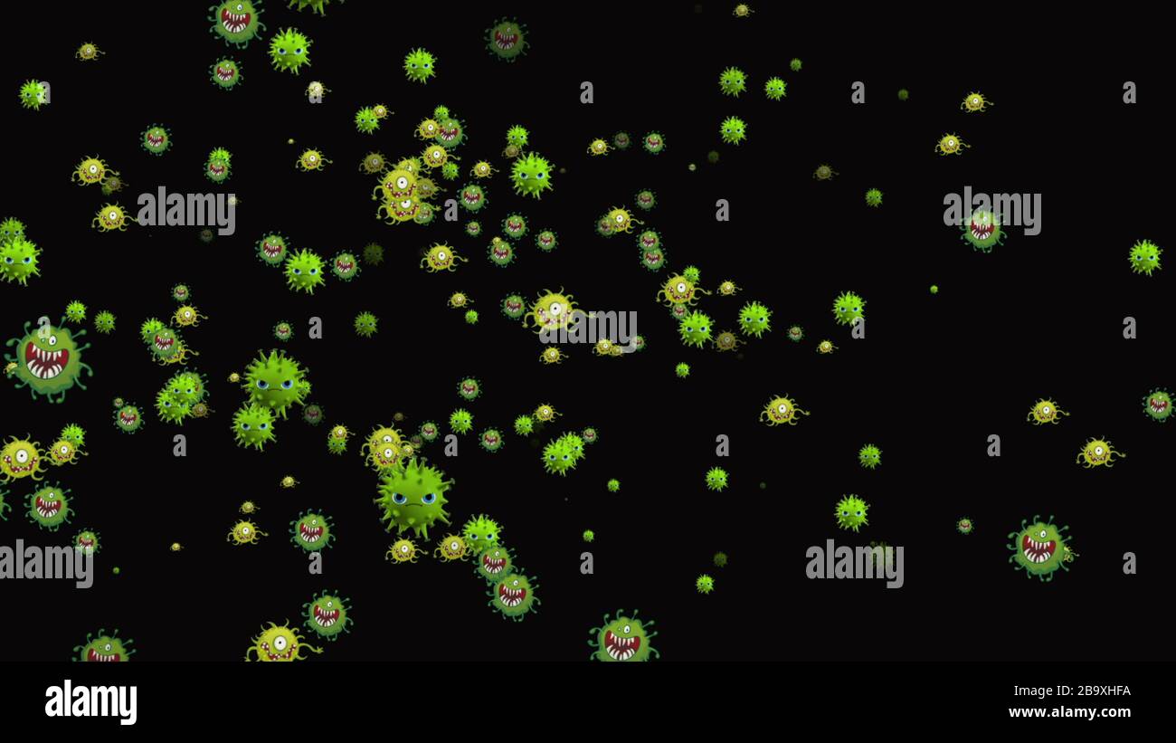 Coronavirus evli emoji smiles characters bacteriums animation ...