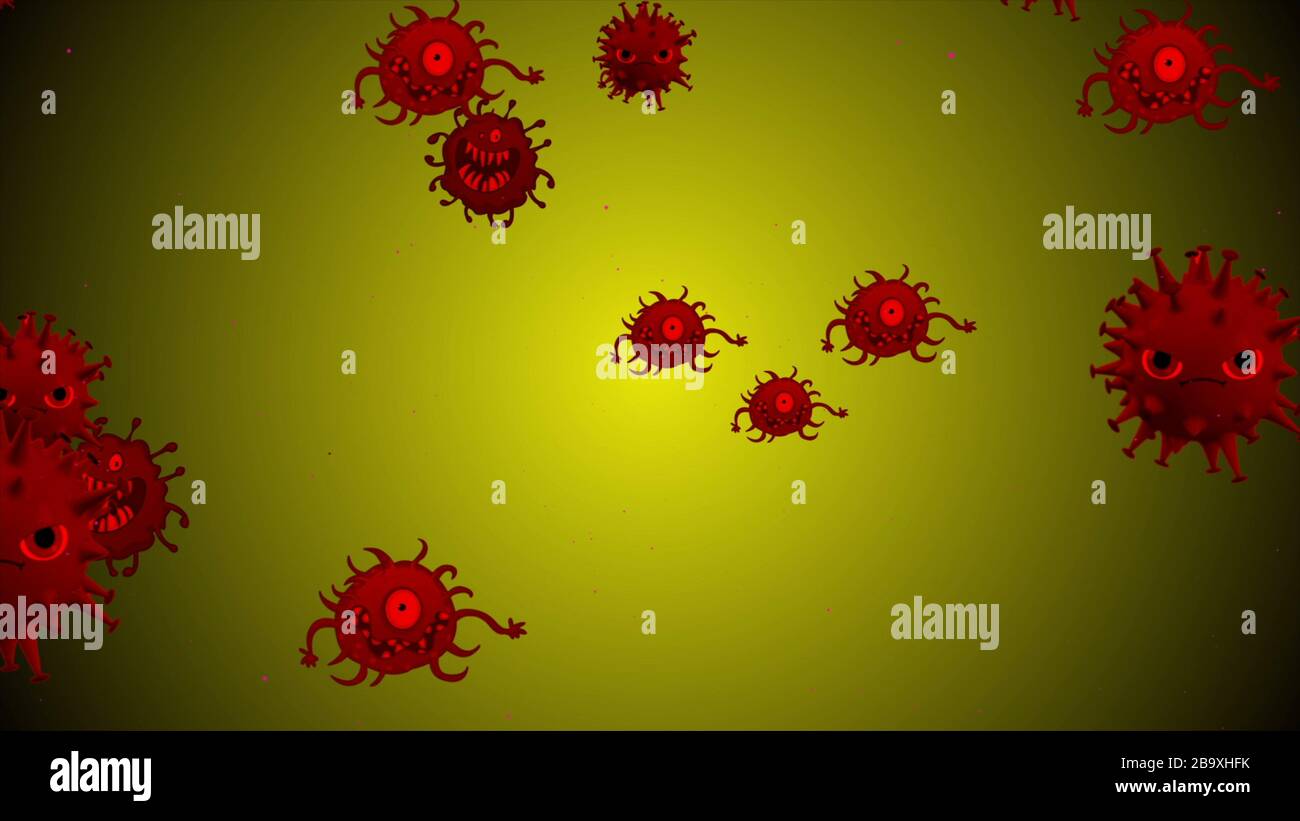 Coronavirus evli emoji smiles characters bacteriums animation ...