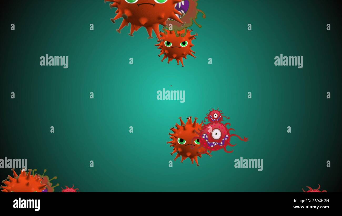 Coronavirus evli emoji smiles characters bacteriums animation ...