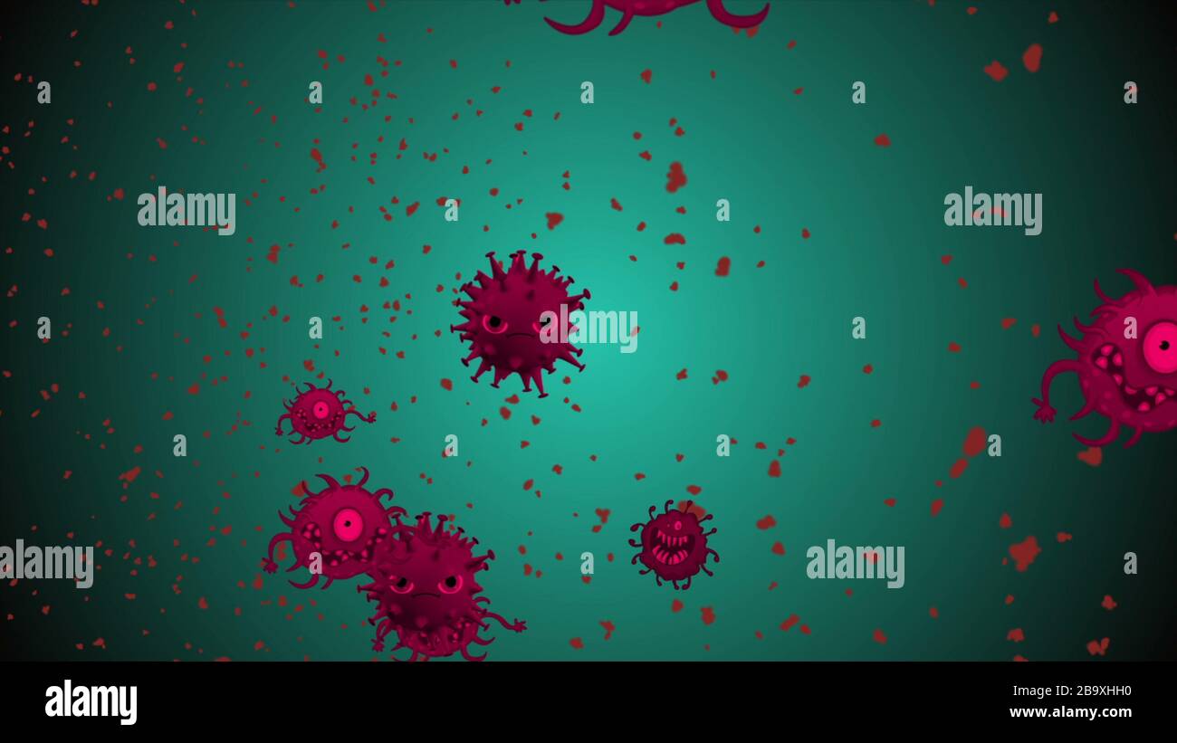 Coronavirus evli emoji smiles characters bacteriums animation ...