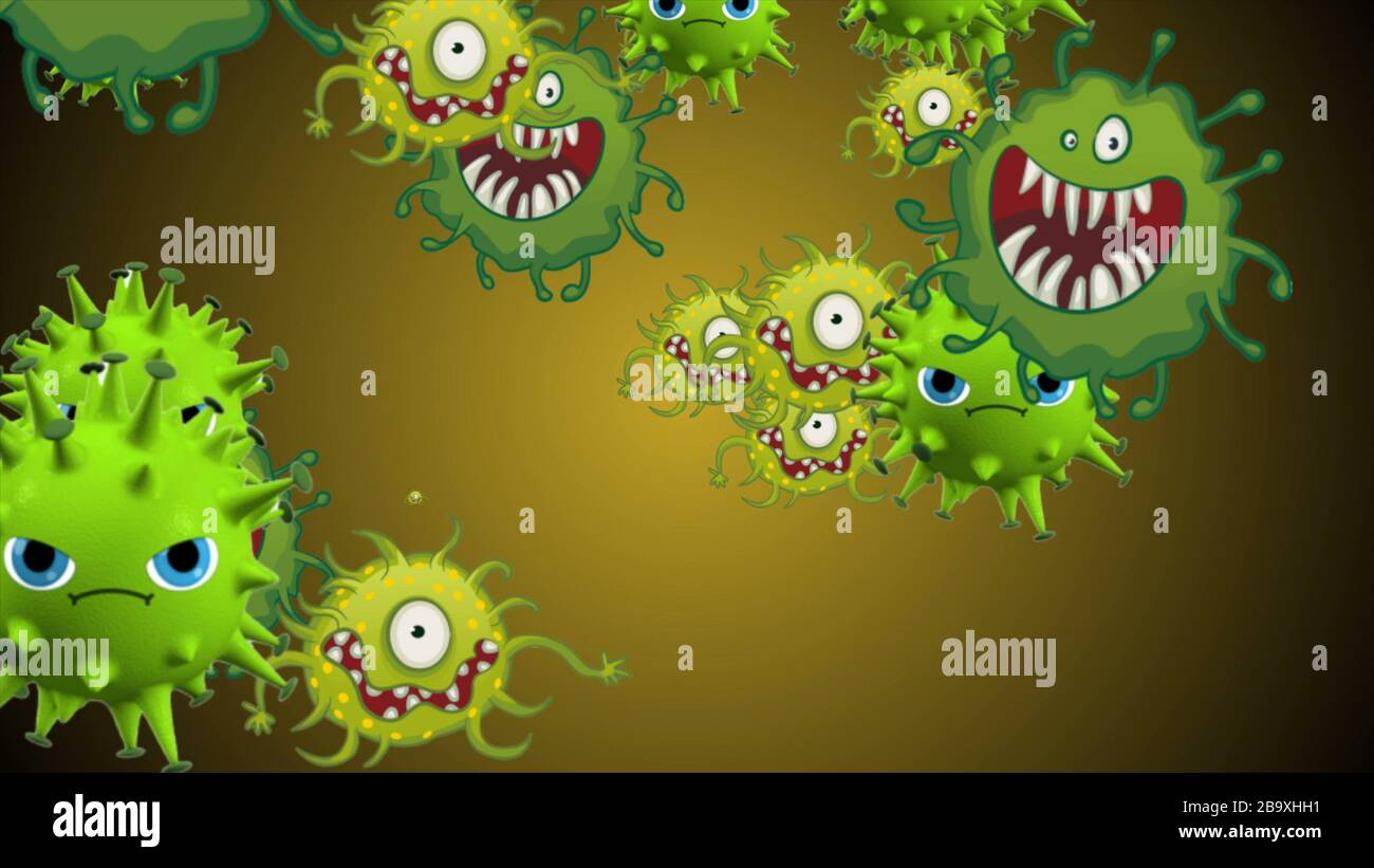 Coronavirus evli emoji smiles characters bacteriums animation ...