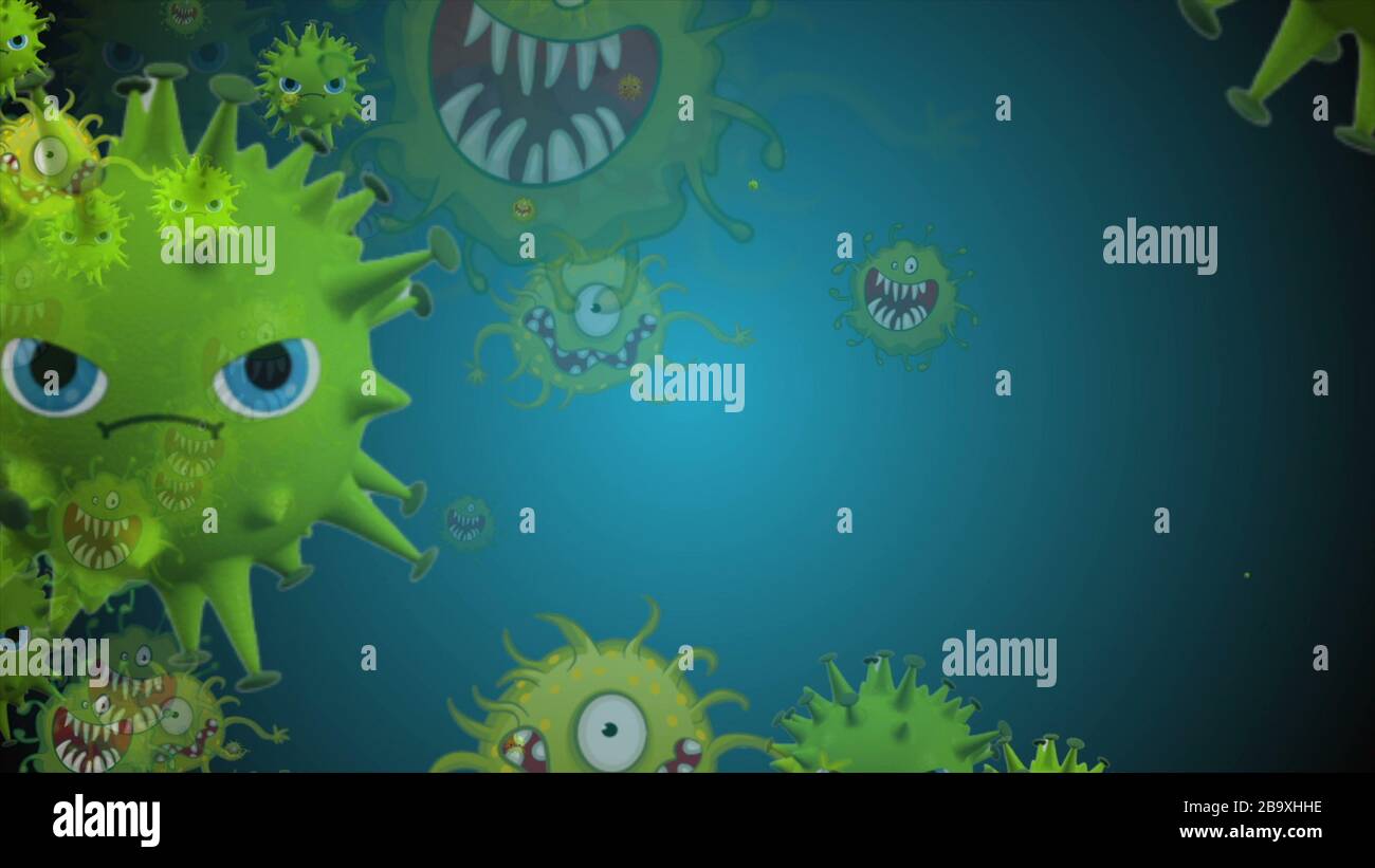 Coronavirus evli emoji smiles characters bacteriums animation ...