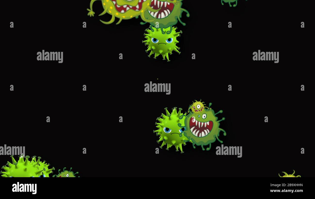 Coronavirus evli emoji smiles characters bacteriums animation ...