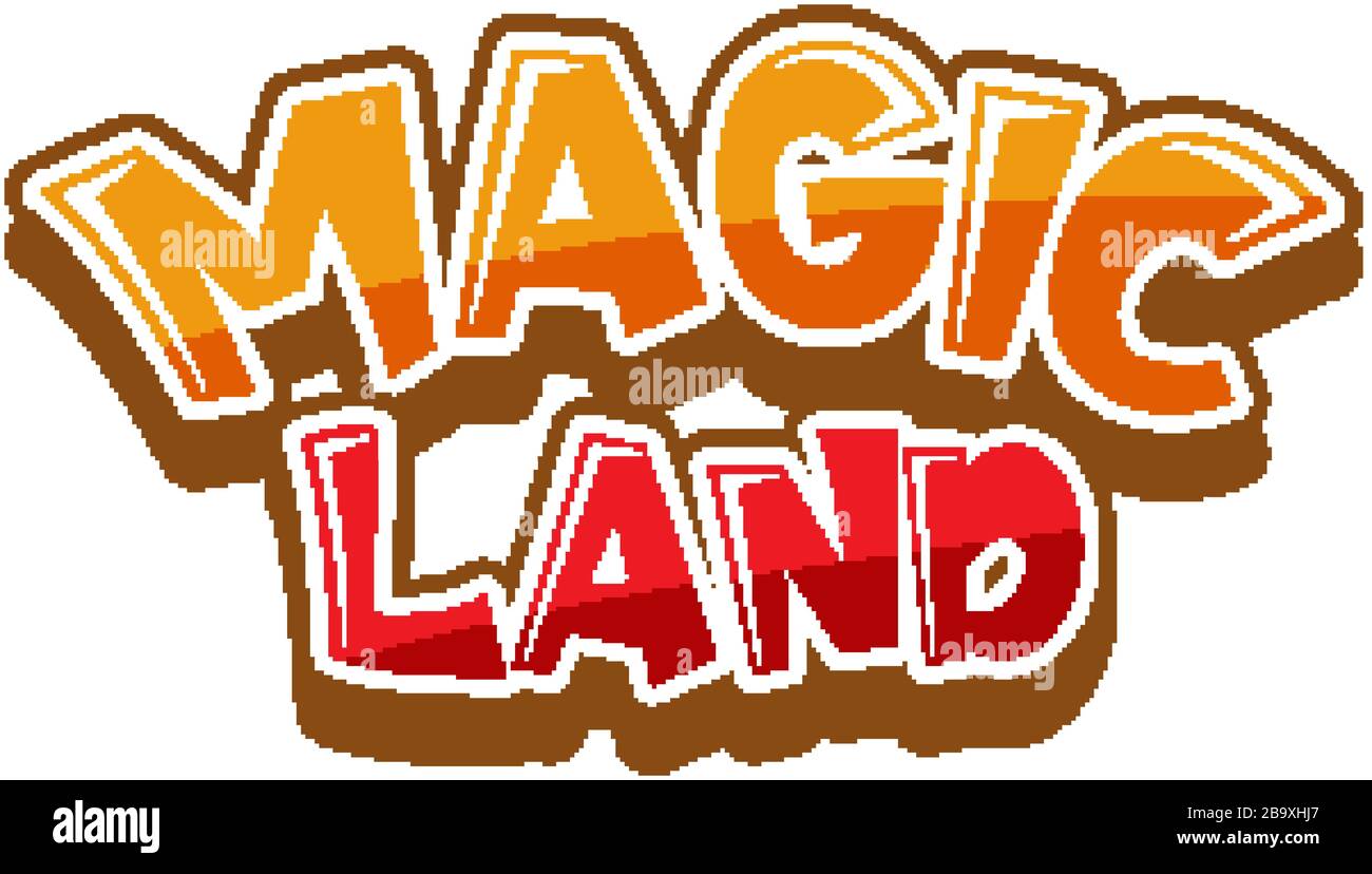 Font design for word magic land on white background illustration Stock ...