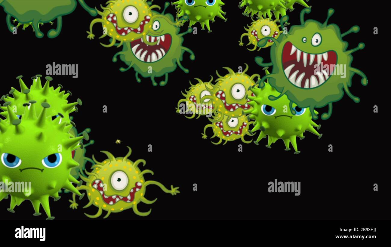 Coronavirus evli emoji smiles characters bacteriums animation ...