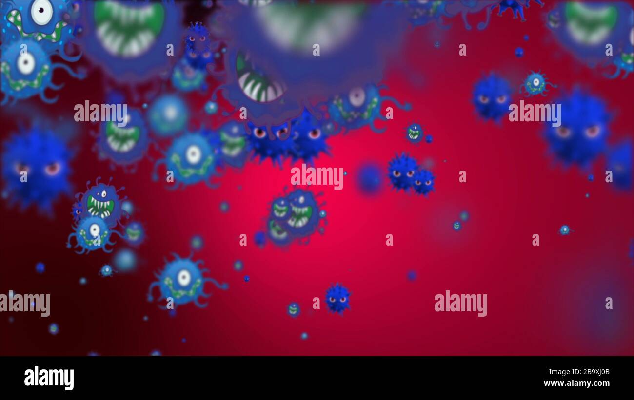 Coronavirus evli emoji smiles characters bacteriums animation ...