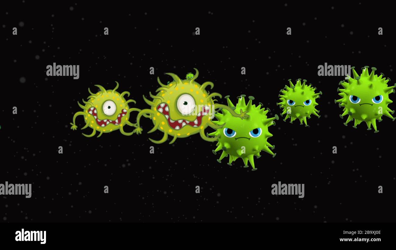 Coronavirus evli emoji smiles characters bacteriums animation ...