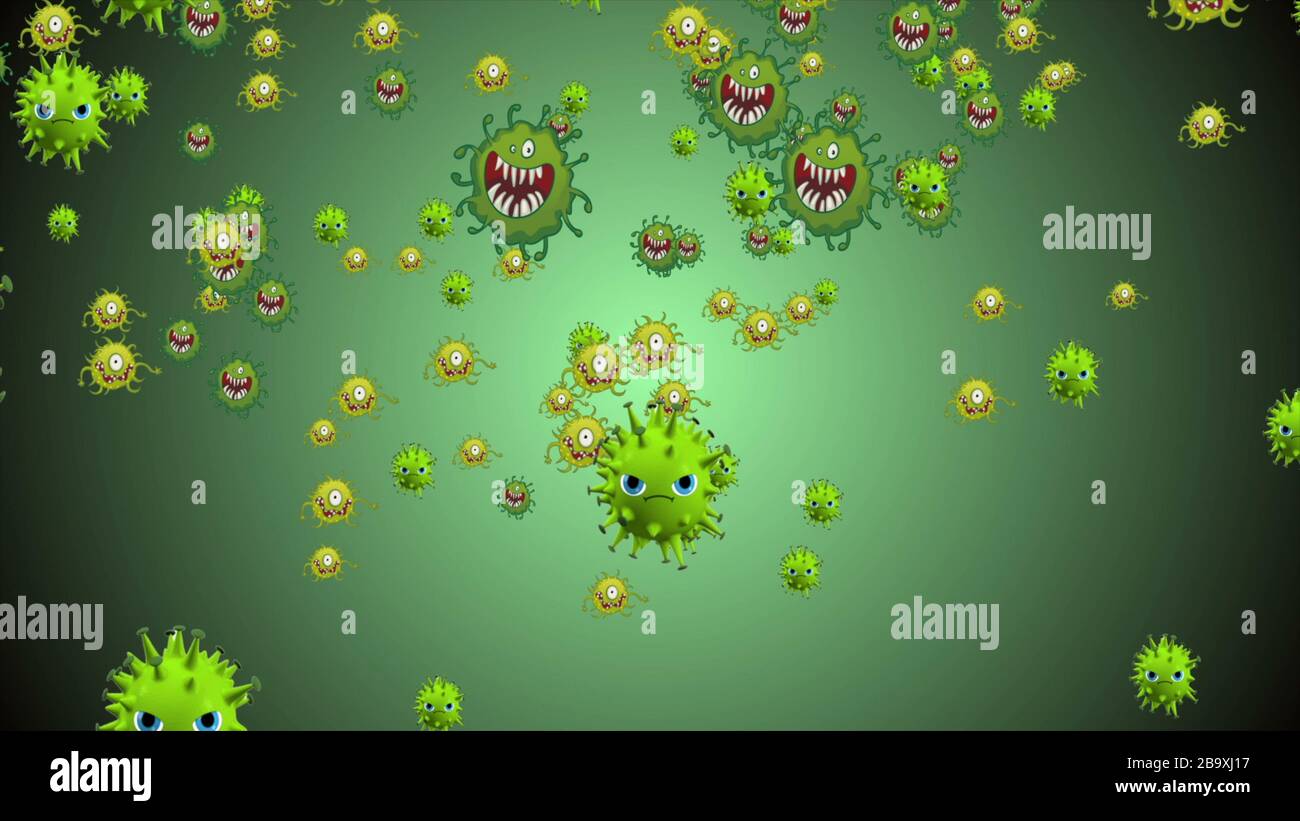 Coronavirus evli emoji smiles characters bacteriums animation ...