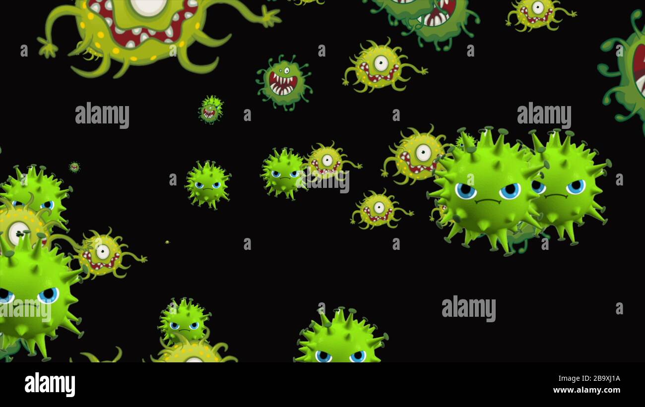 Coronavirus evli emoji smiles characters bacteriums animation ...