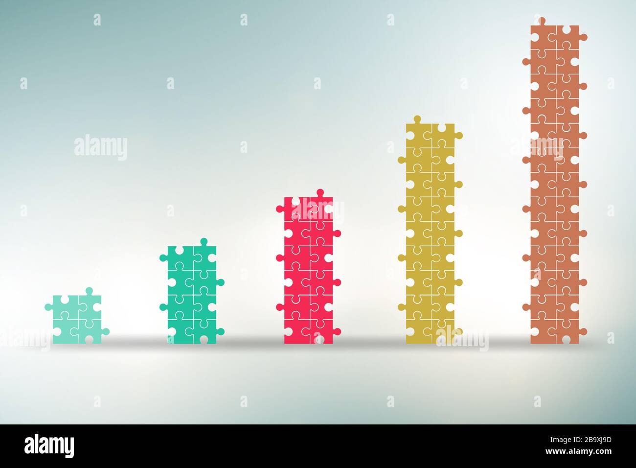 Growth chart made of jigsaw pieces - 3d rendering Stock Photo - Alamy