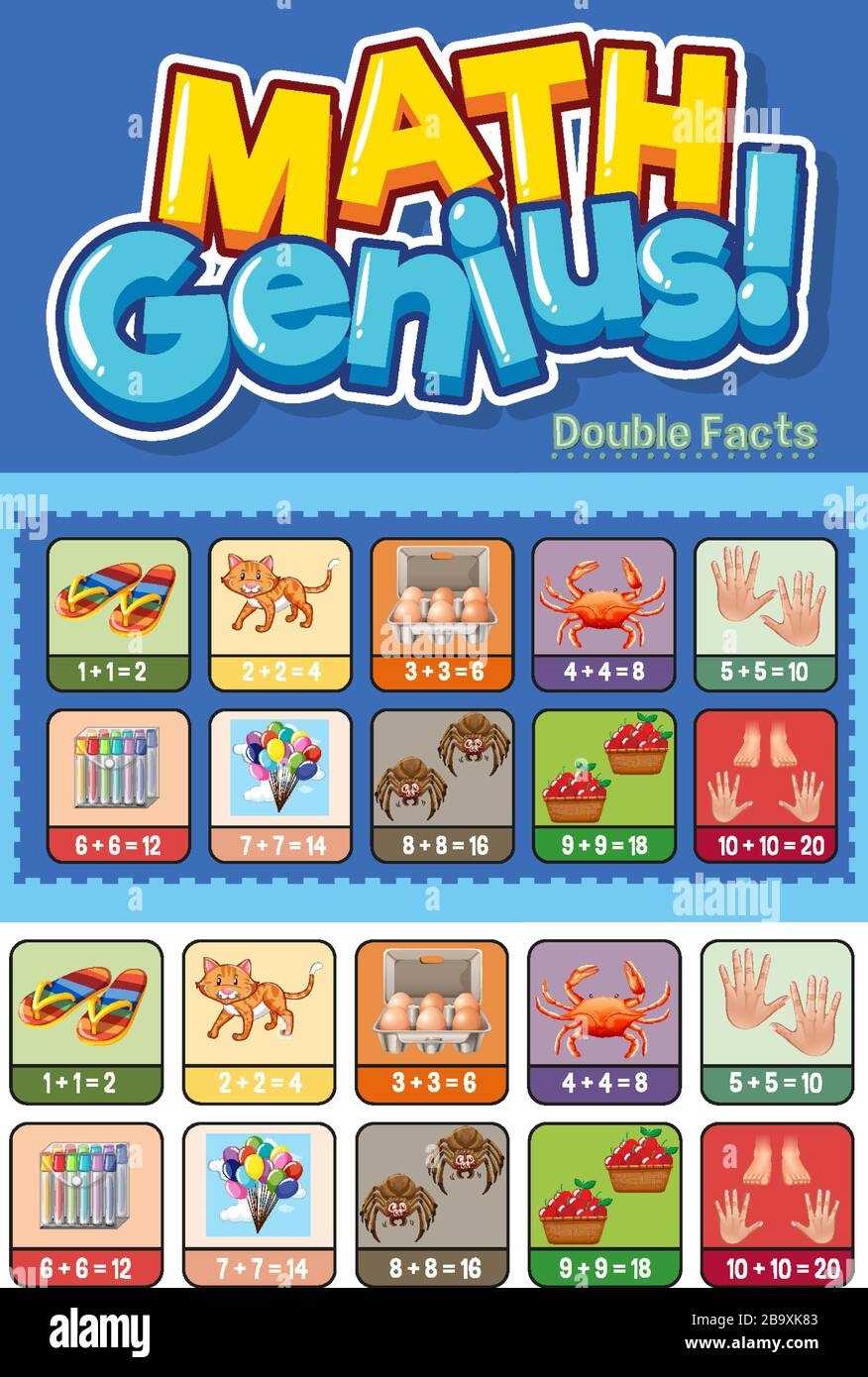 Worksheet design for math genius with double facts illustration Stock ...