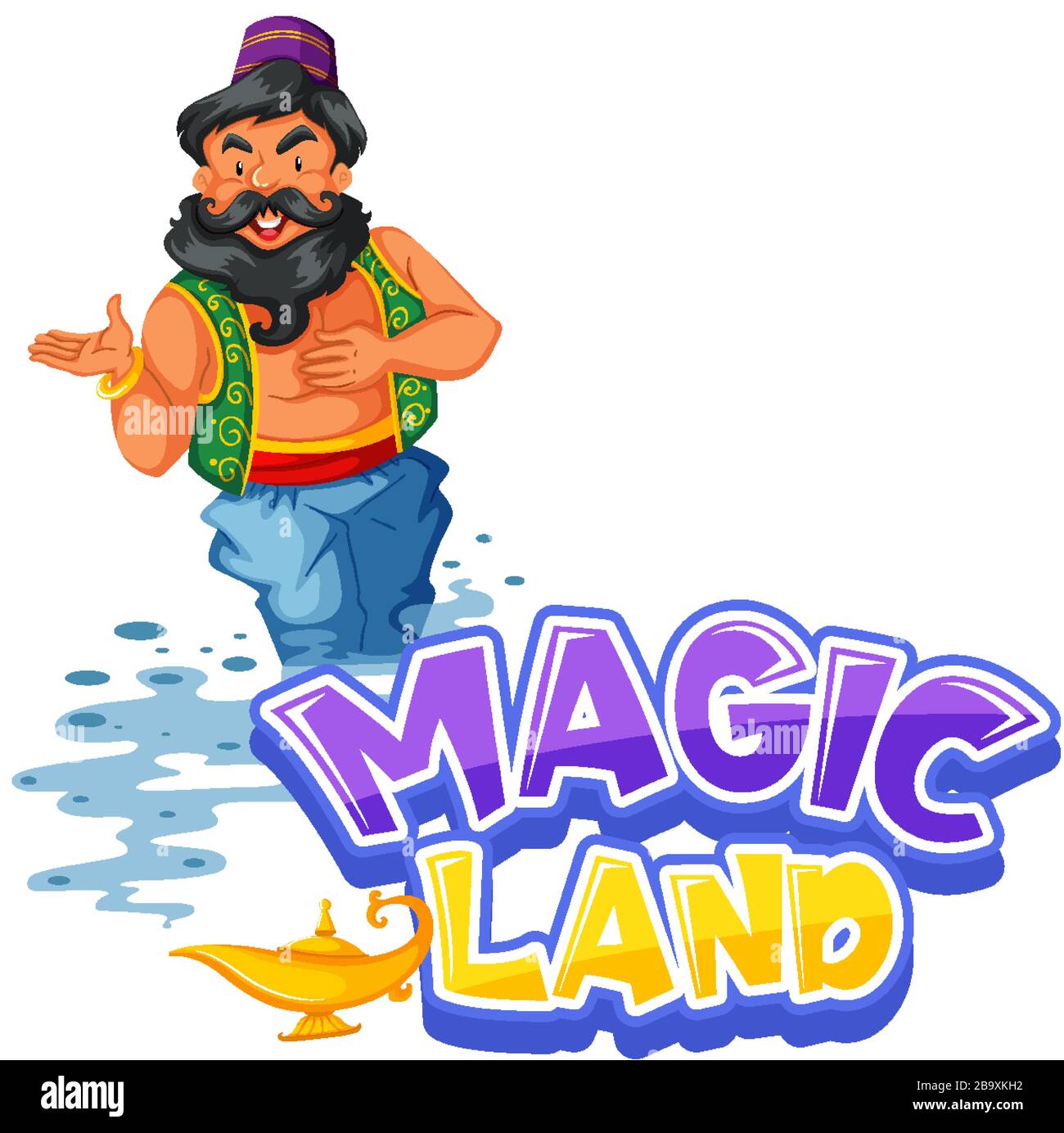 Font design for word magic land with giant from the lamp illustration ...