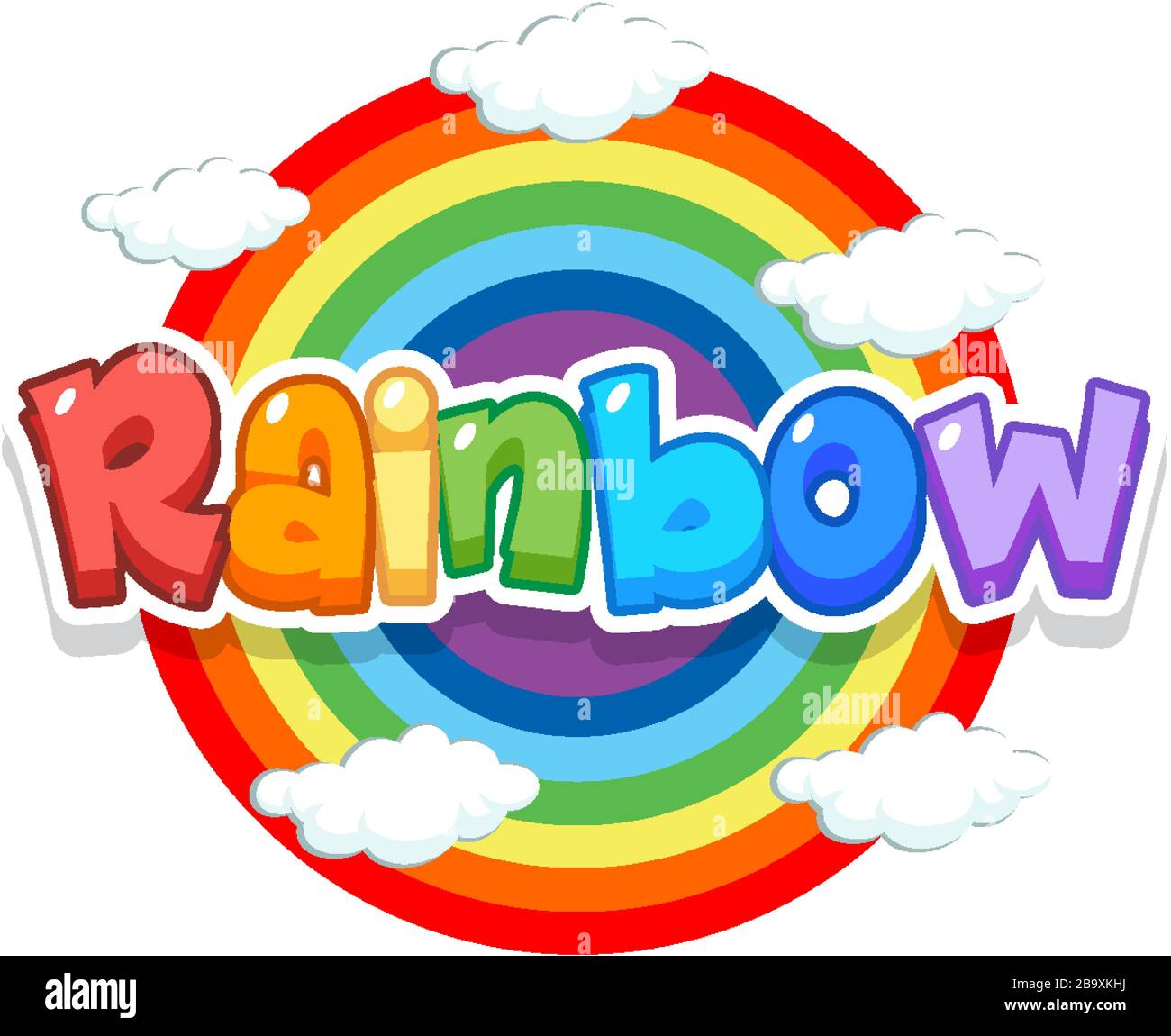 Font design for word rainbow with rainbow in the sky background ...
