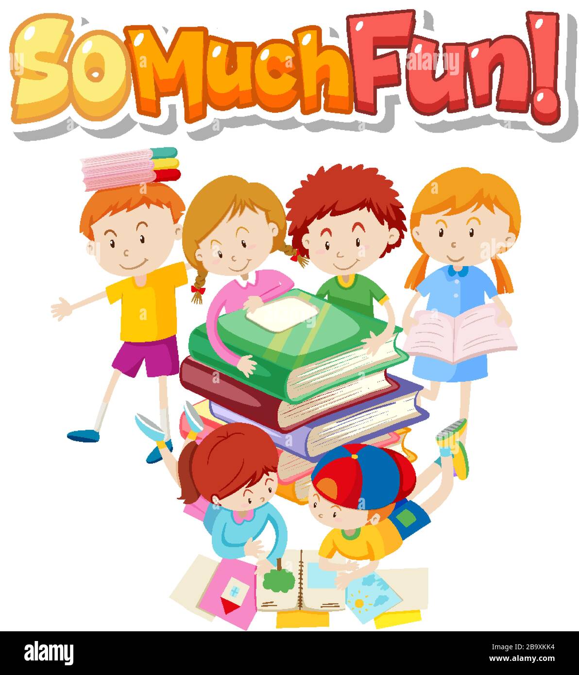 Font design for phrase so much fun with kids playing illustration Stock ...