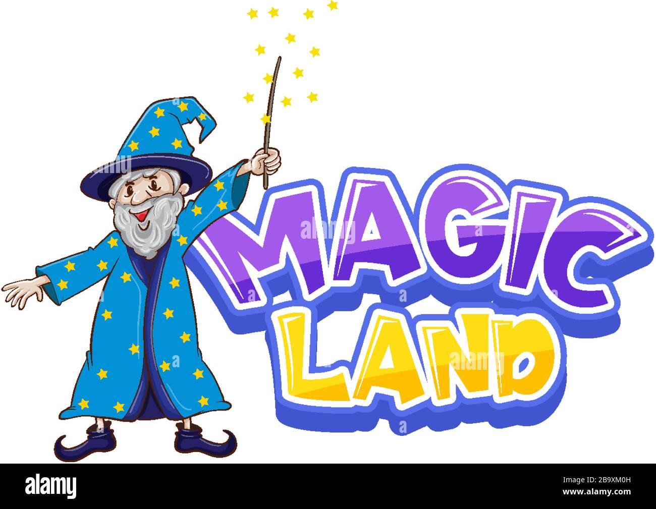 Font design for word magic land with old wizard illustration Stock Vector Image & Art - Alamy