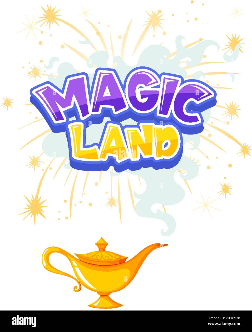 Font design for word magic land with golden lamp illustration Stock ...