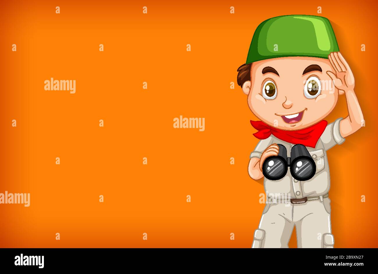 Background template with plain color wall and happy boy illustration ...