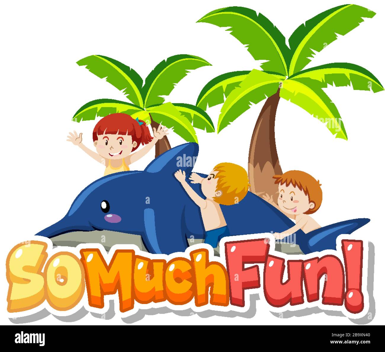 Font design for phrase so much fun with kids playing illustration Stock ...