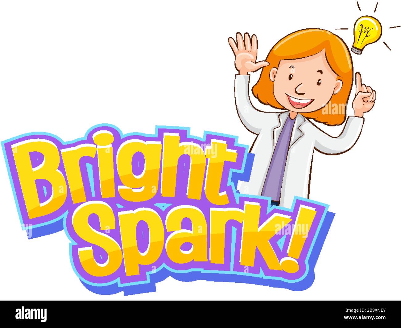 Font design for word bright spark with woman and good idea illustration ...