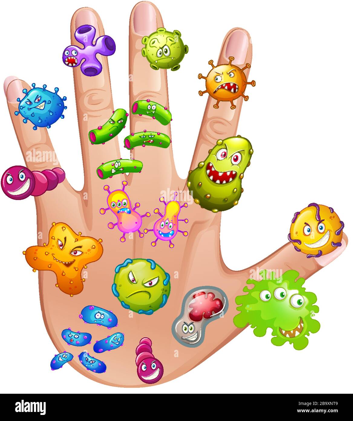 Human hand full of different viruses illustration Stock Vector Image ...
