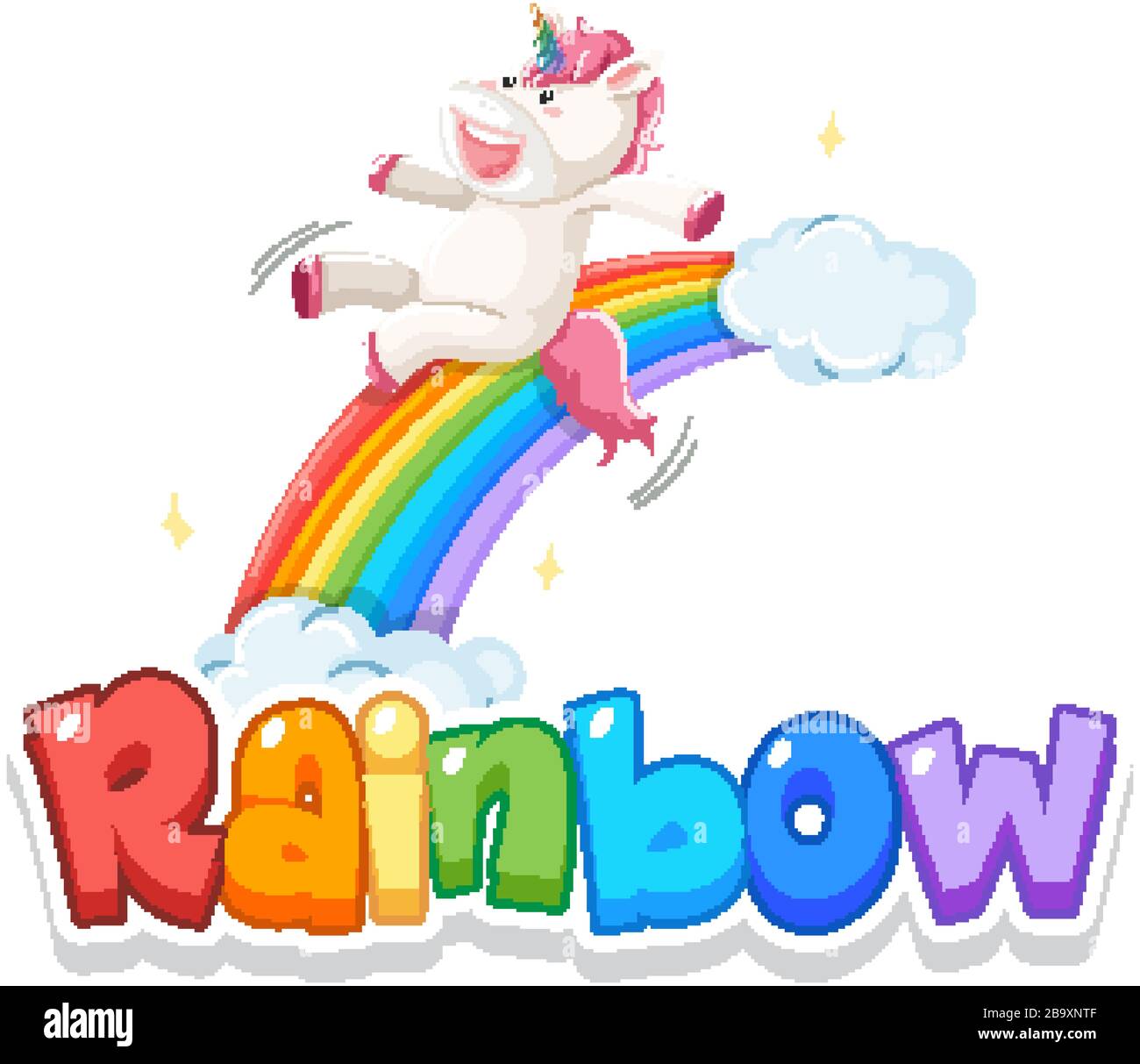 Font design for word rainbow with rainbow in the sky background ...