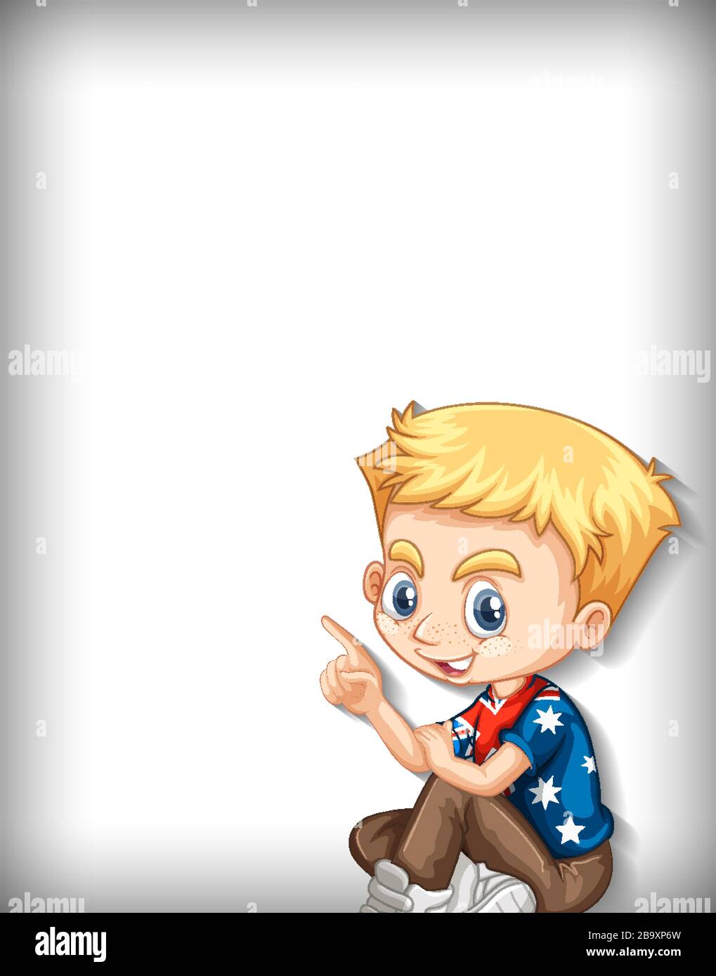 Background template with plain color wall and happy boy illustration ...