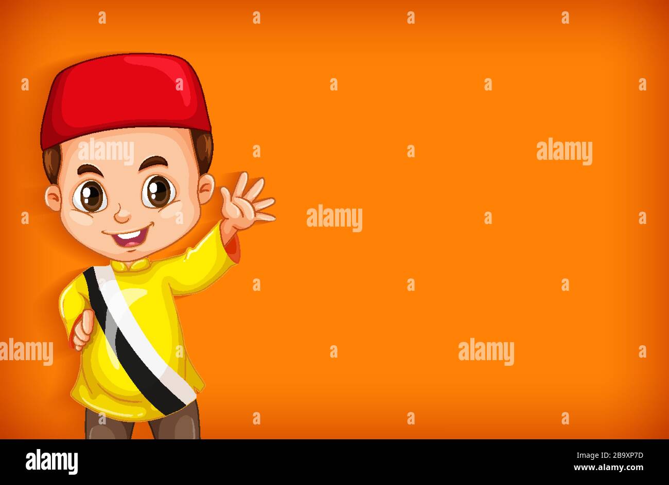 Background template with plain color wall and happy boy illustration ...
