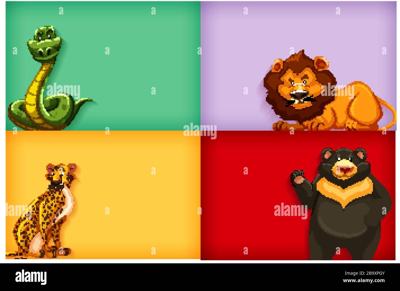 Background template with plain color and many animals illustration ...