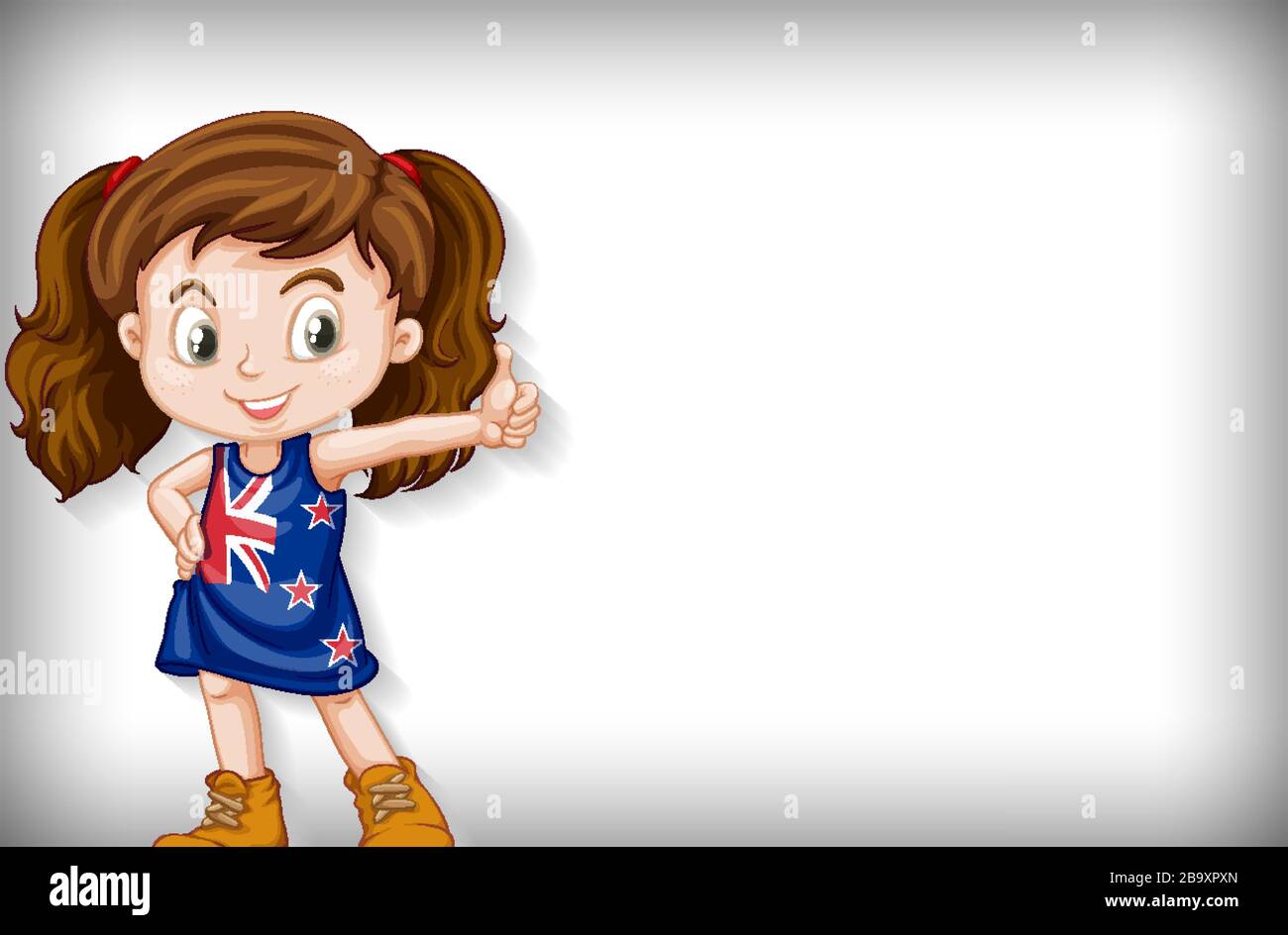 Background template with plain color wall and happy girl illustration ...