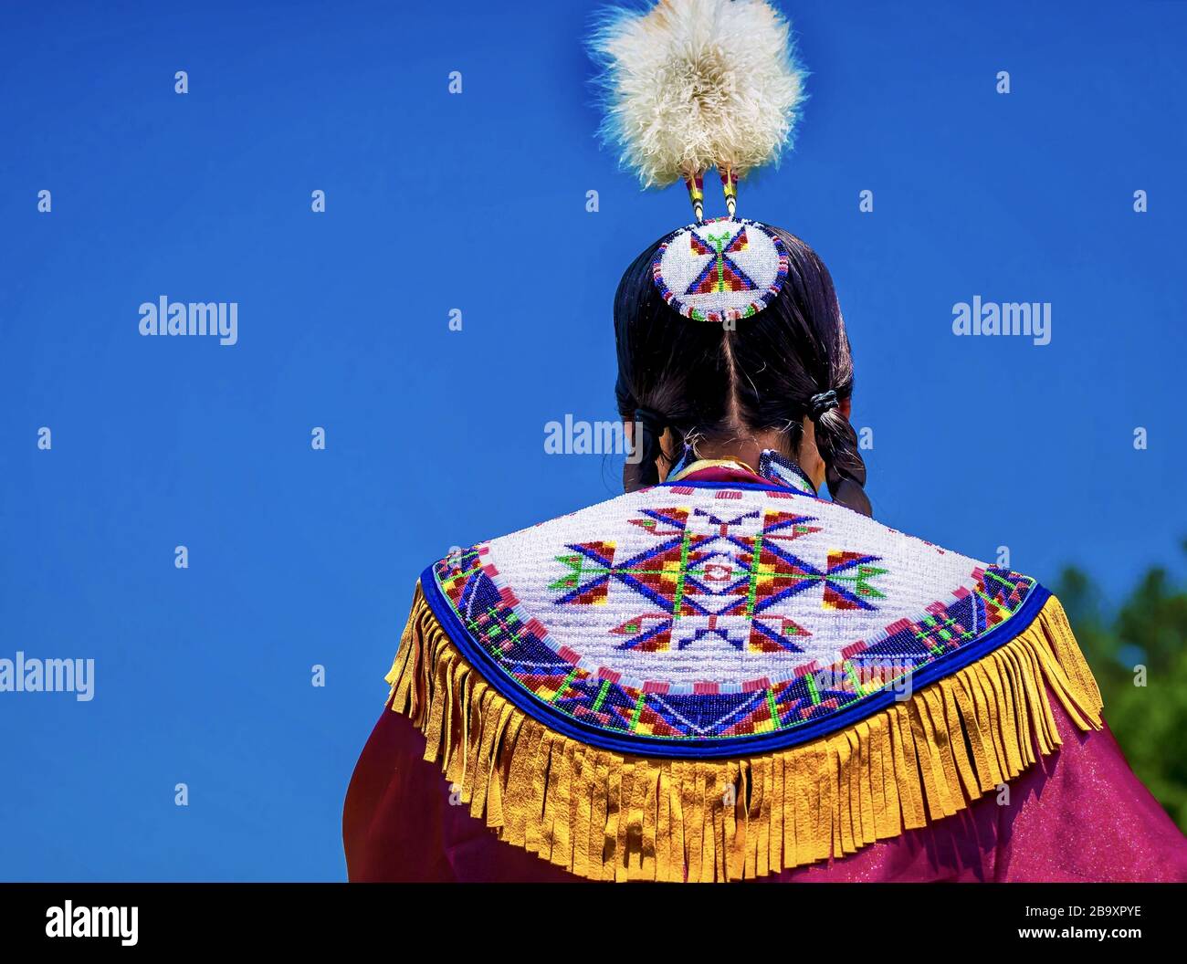 Closeup shot of a person in a traditional native Indian-American ...