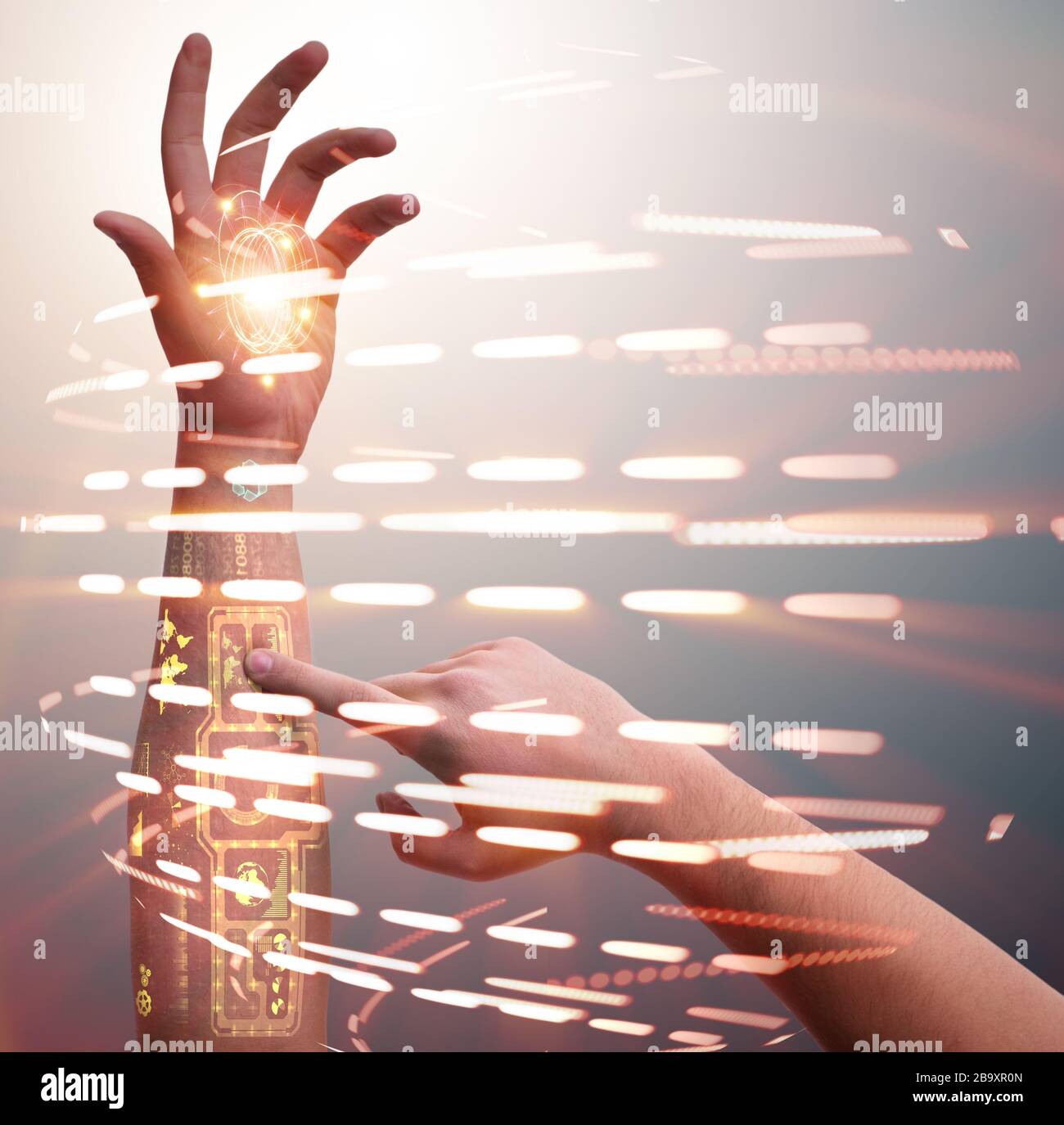 The human robotic hand in futuristic concept Stock Photo - Alamy